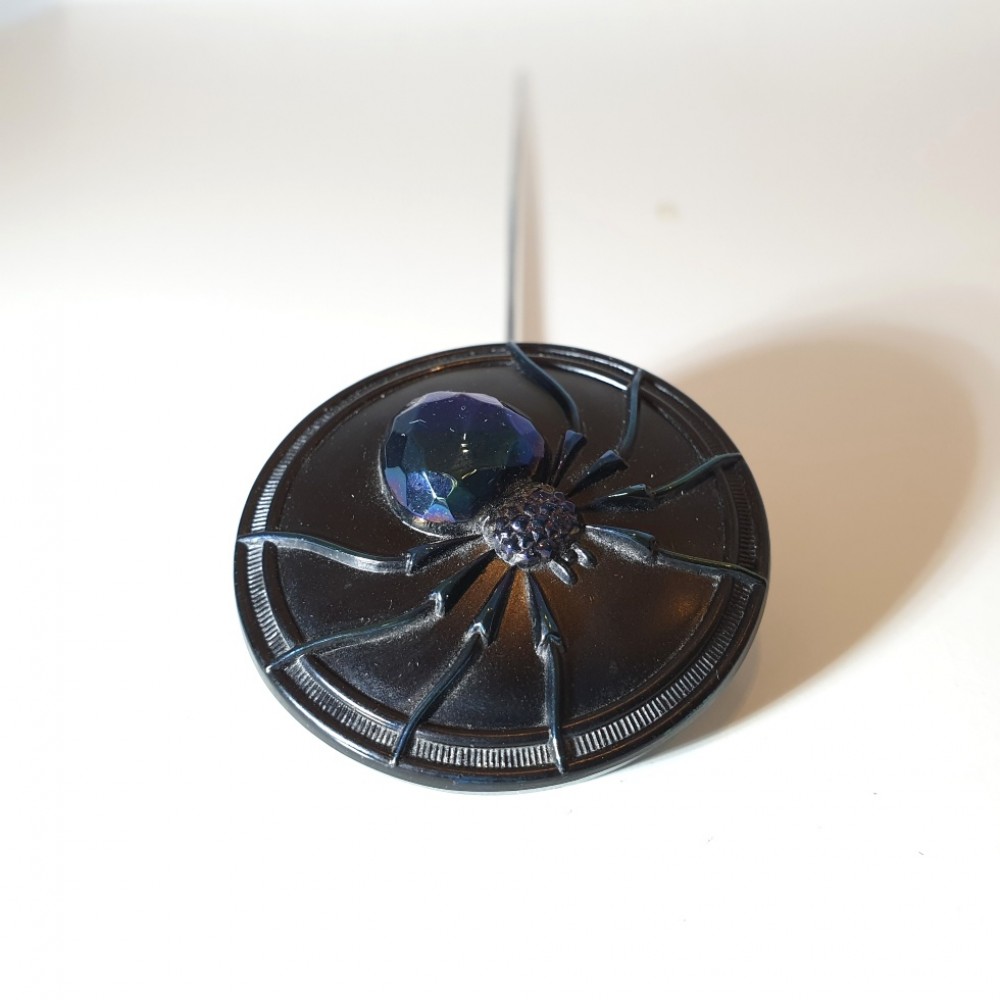 Art Deco Glass Spider Hat Pin